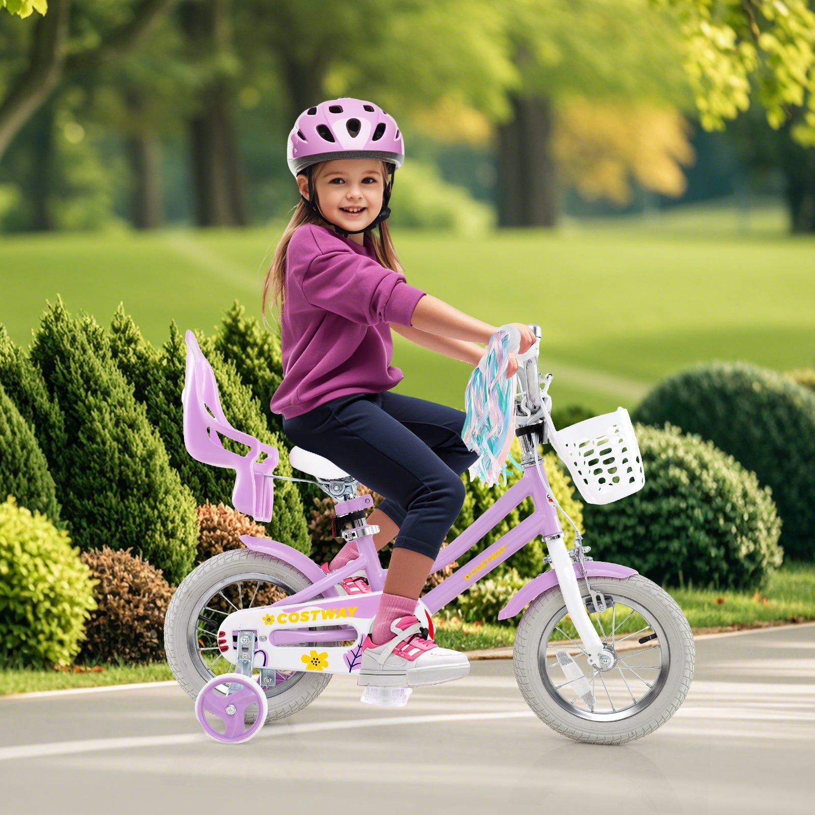 12 Inch Girls Bike Kids Bicycle with Doll Seat and Streamers for Child ...