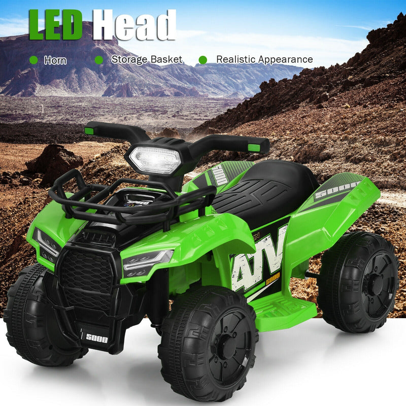 6V Kids ATV Quad Electric Ride On Car with LED Light and MP3-Green ...