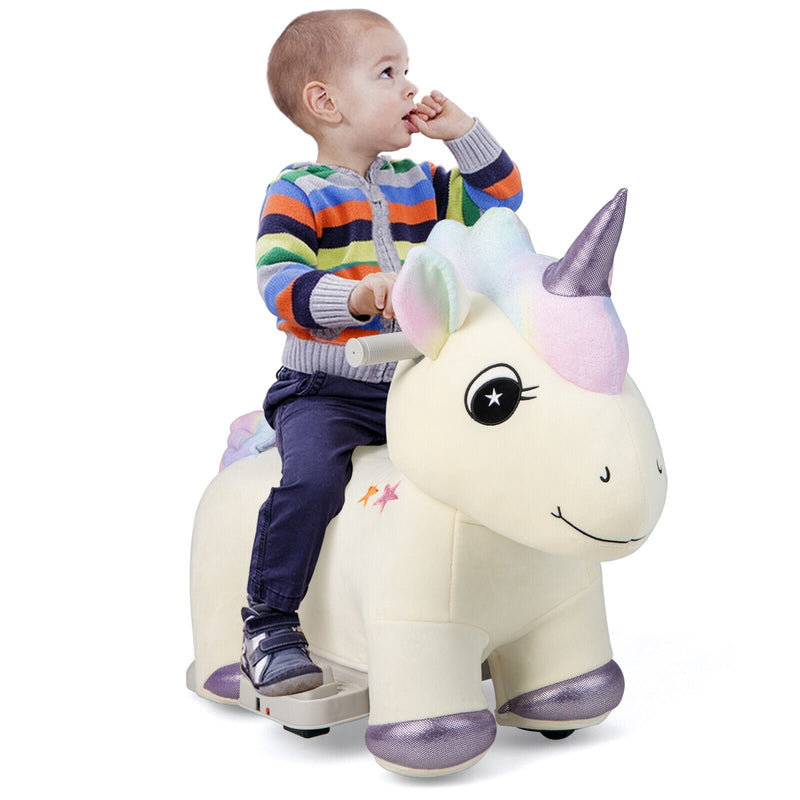 6V Electric Animal Ride On Toy with Music and Handlebars-Beige ...