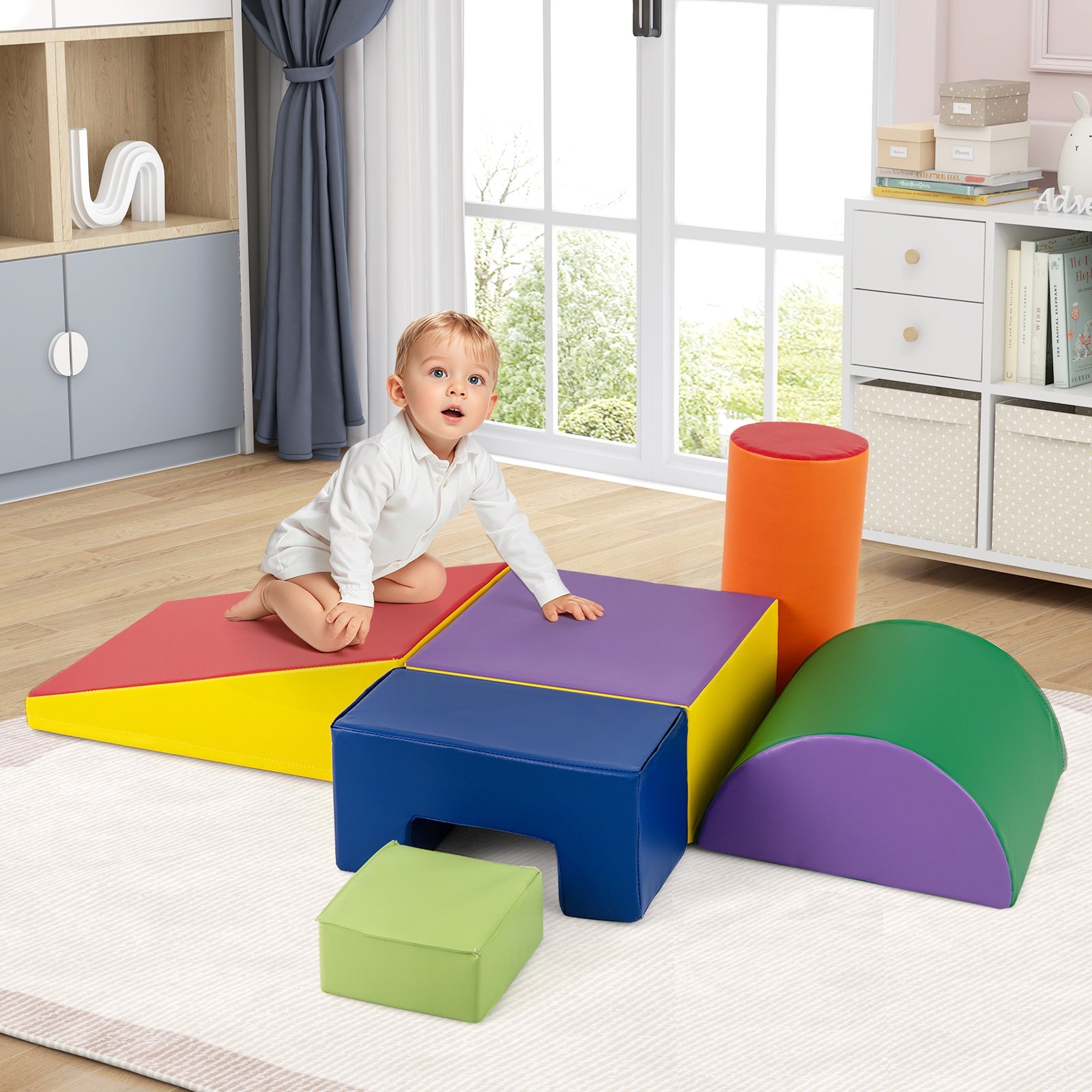 6 Pieces Foam Climbing Blocks Indoor Climb and Crawl Activity Playset ...