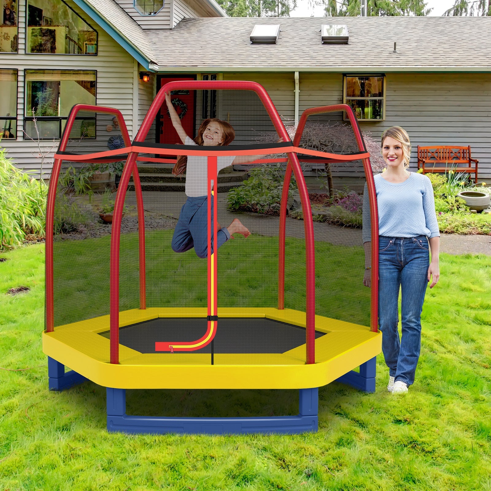 7 Feet Kids Recreational Bounce Jumper Trampoline-Red – Perfect Stock