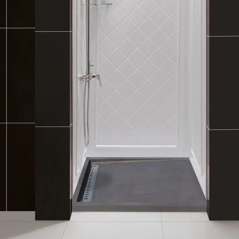 Black Andesite Rectangular Shower Base Hand-carved from Solid Block (W ...