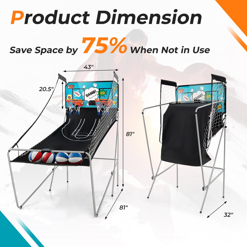 Dual Shot Basketball Arcade Game with 8 Game Modes and 4 Balls-Green ...