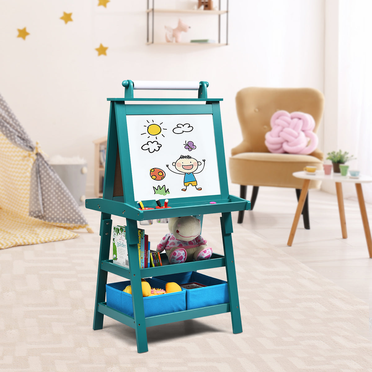 3 in 1 Double-Sided Storage Art Easel-Green – Perfect Stock