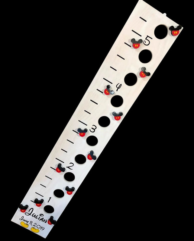 Custom Wooden Growth Chart with Picture Slots and Personalized Design ...