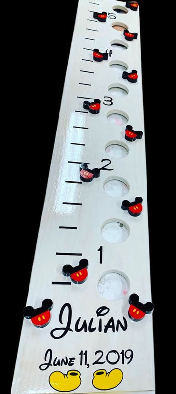 Custom Wooden Growth Chart with Picture Slots and Personalized Design ...