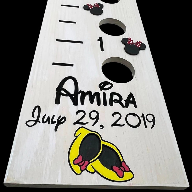Custom Wooden Growth Chart with Picture Slots and Personalized Design ...