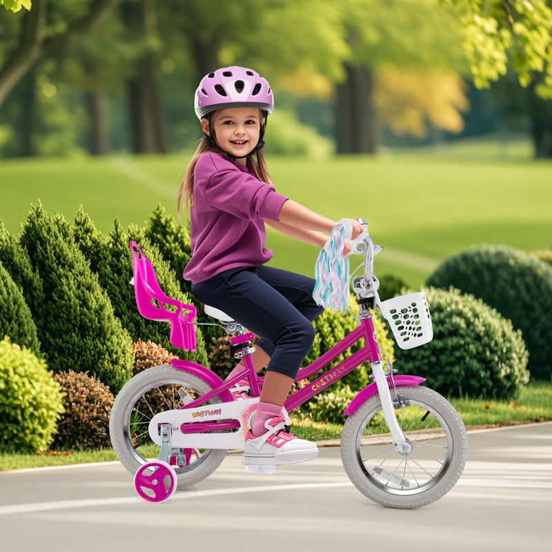 Kids Bike 14 Inch with Training Wheels and 2 Brake System for 3-5 Year – Perfect Stock