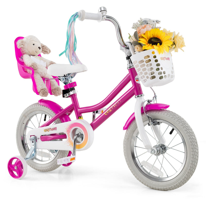 Kids Bike 14 Inch with Training Wheels and 2 Brake System for 3-5 Year – Perfect Stock