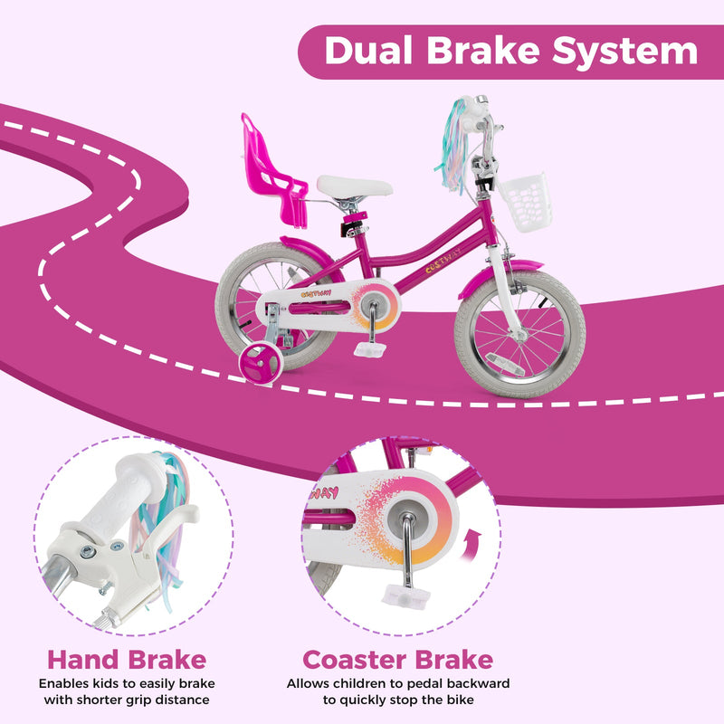 Kids Bike 14 Inch with Training Wheels and 2 Brake System for 3-5 Year – Perfect Stock