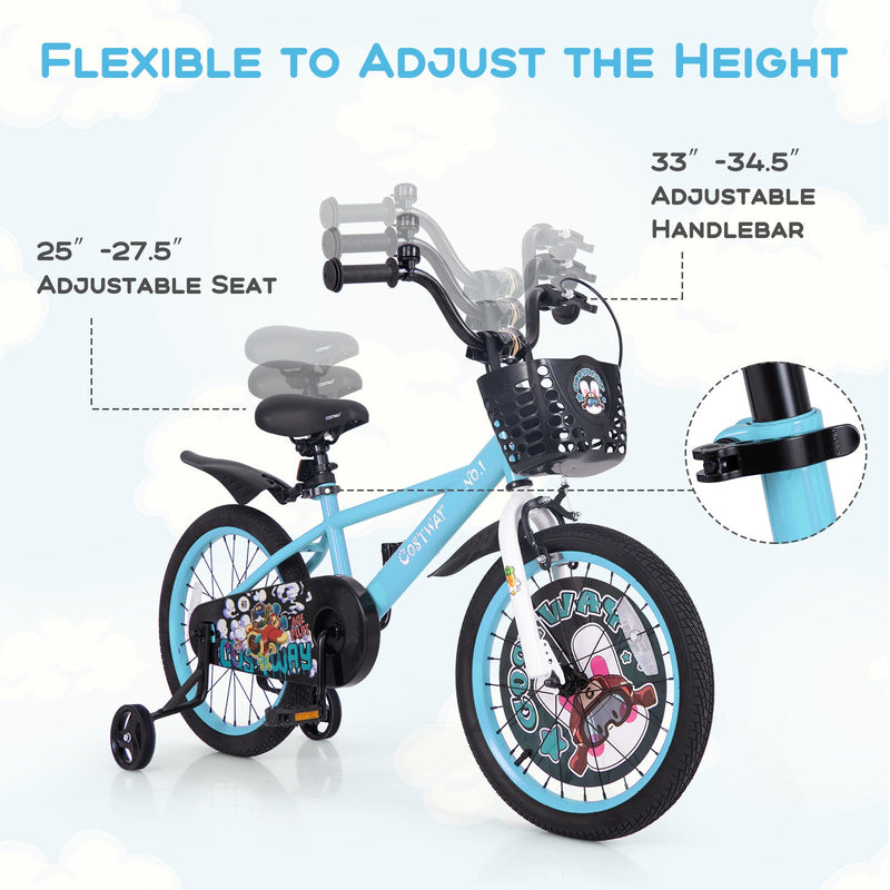 18 Inch Kids Bike with Adjustable Handlebar and Saddle for 4-8 Years O – Perfect Stock