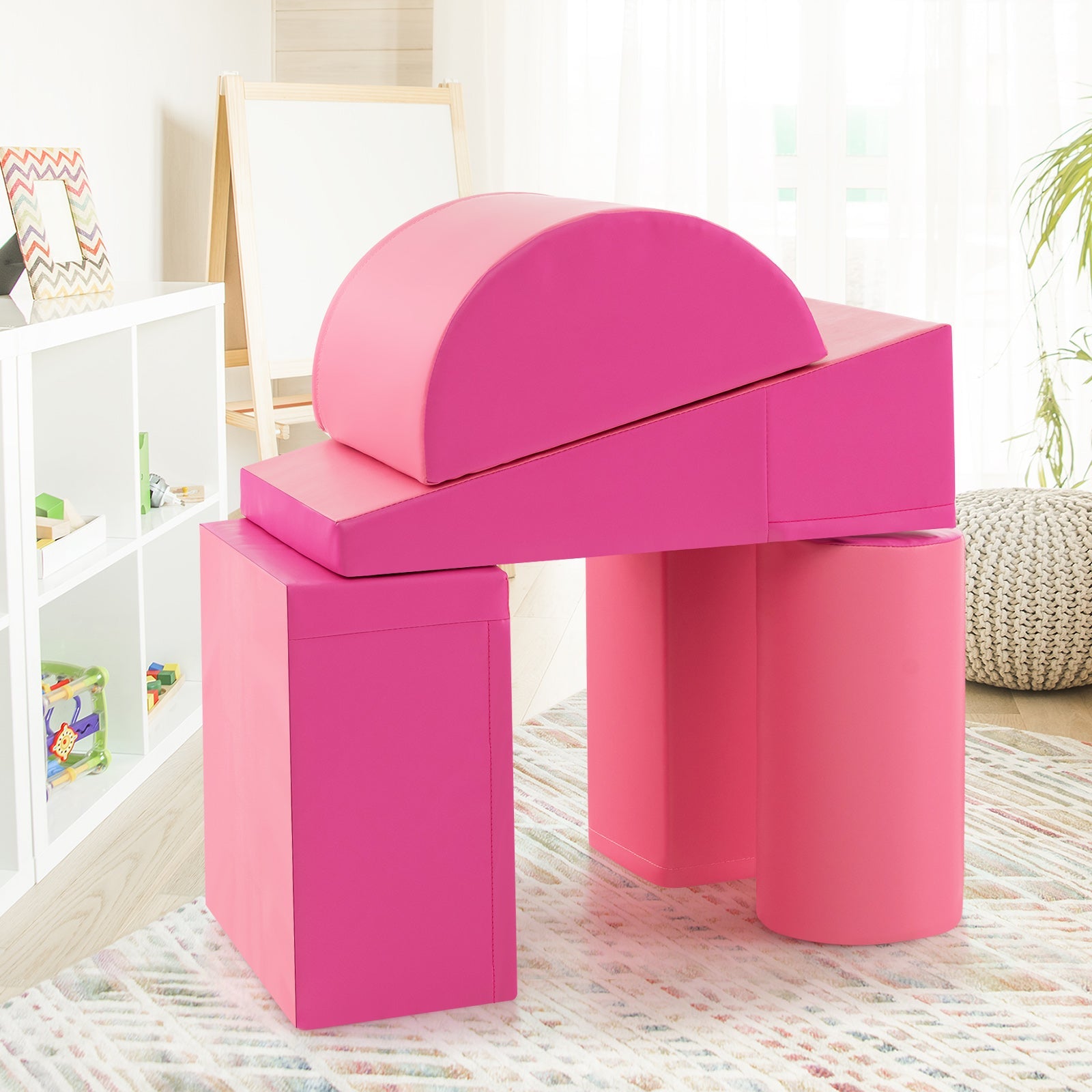 5-Piece Kids Climb and Crawl Activity Playset-Pink – Perfect Stock