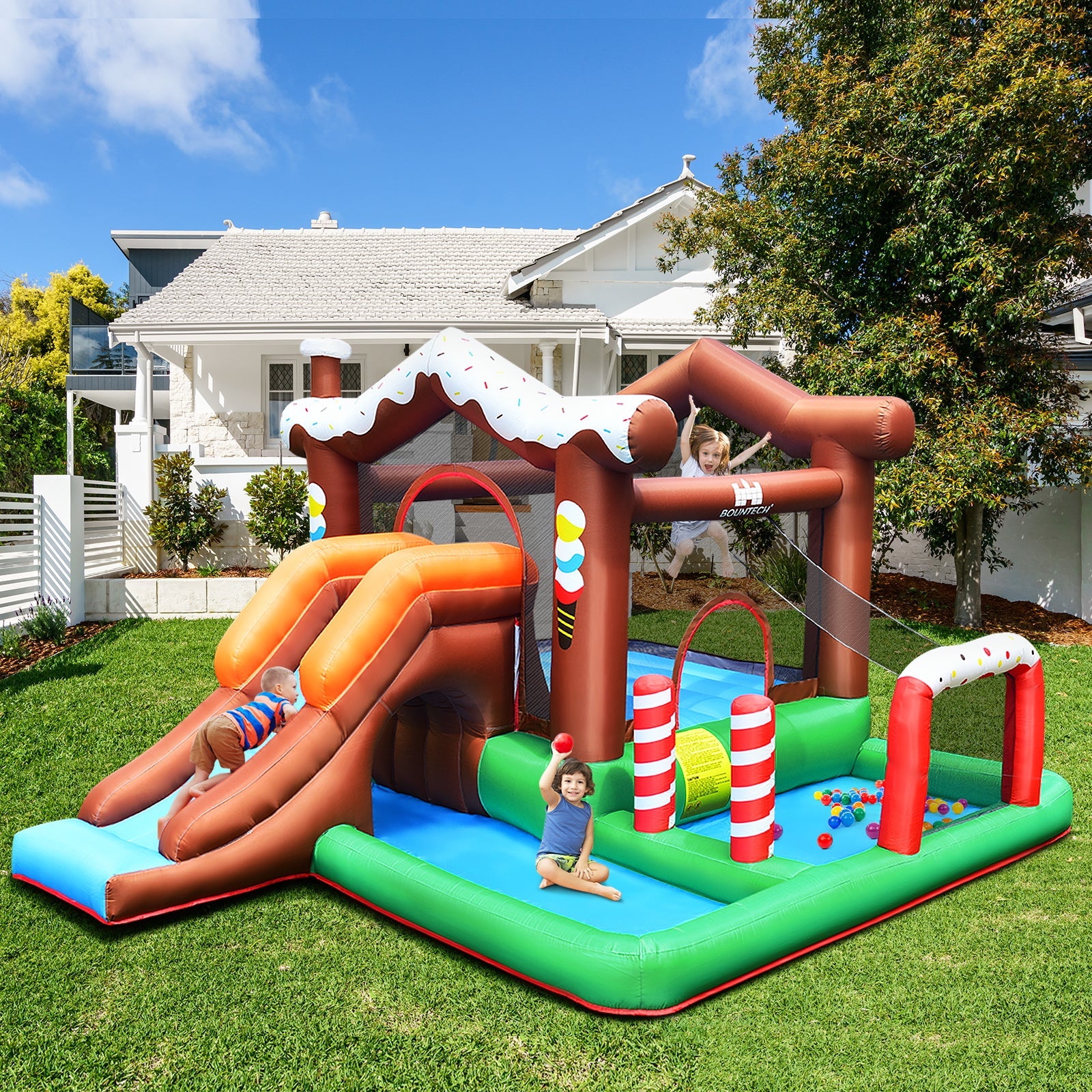 Kids Inflatable Bounce House Jumping Castle Slide Climber Bouncer with ...
