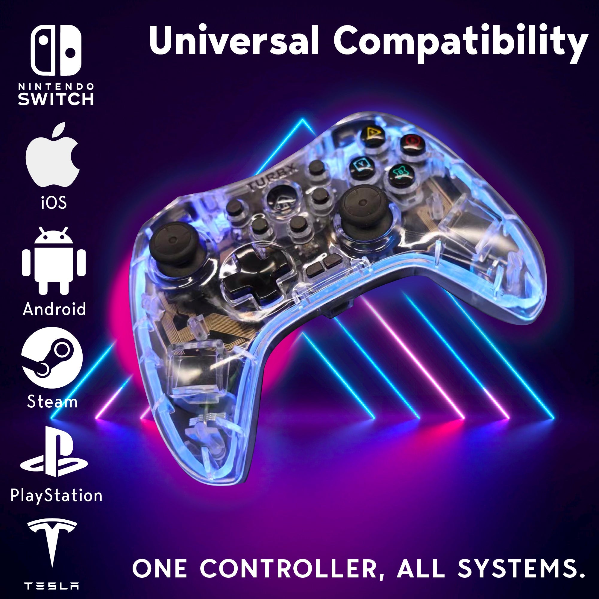 7-in-1 Multi-Platform Wireless Game Controller Set - LED RGB Breathing ...