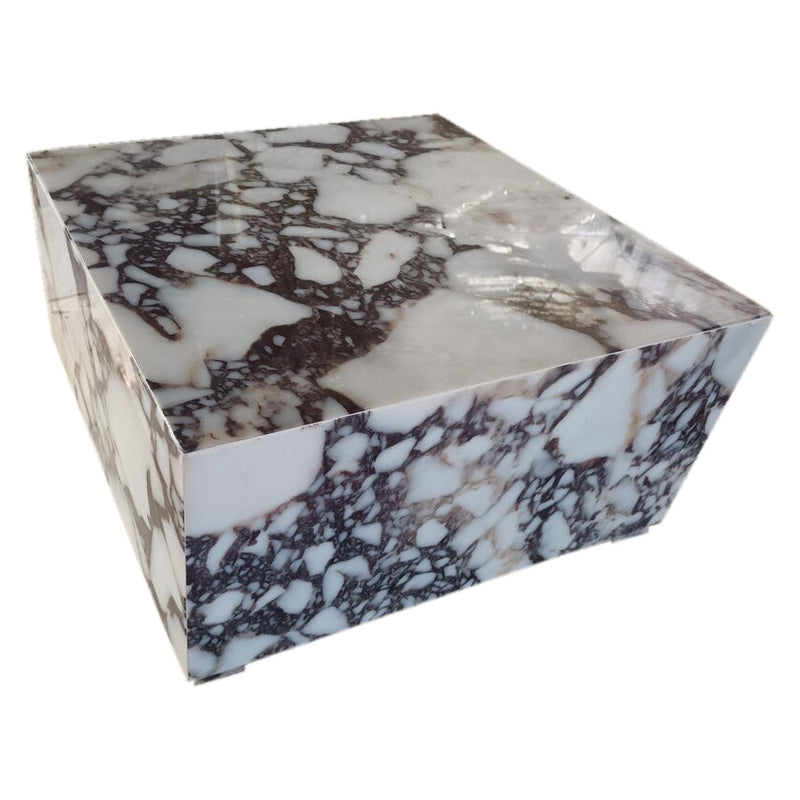 Calacatta Viola Marble Rectangular Prism Block Design Coffee Table (W ...