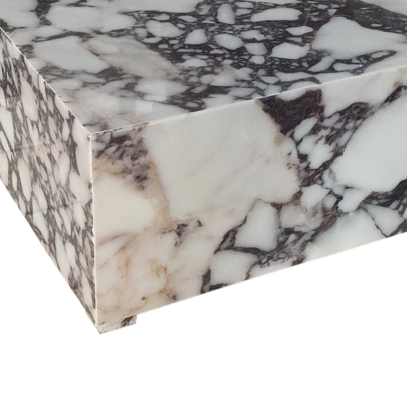 Calacatta Viola Marble Rectangular Prism Block Design Coffee Table (W ...
