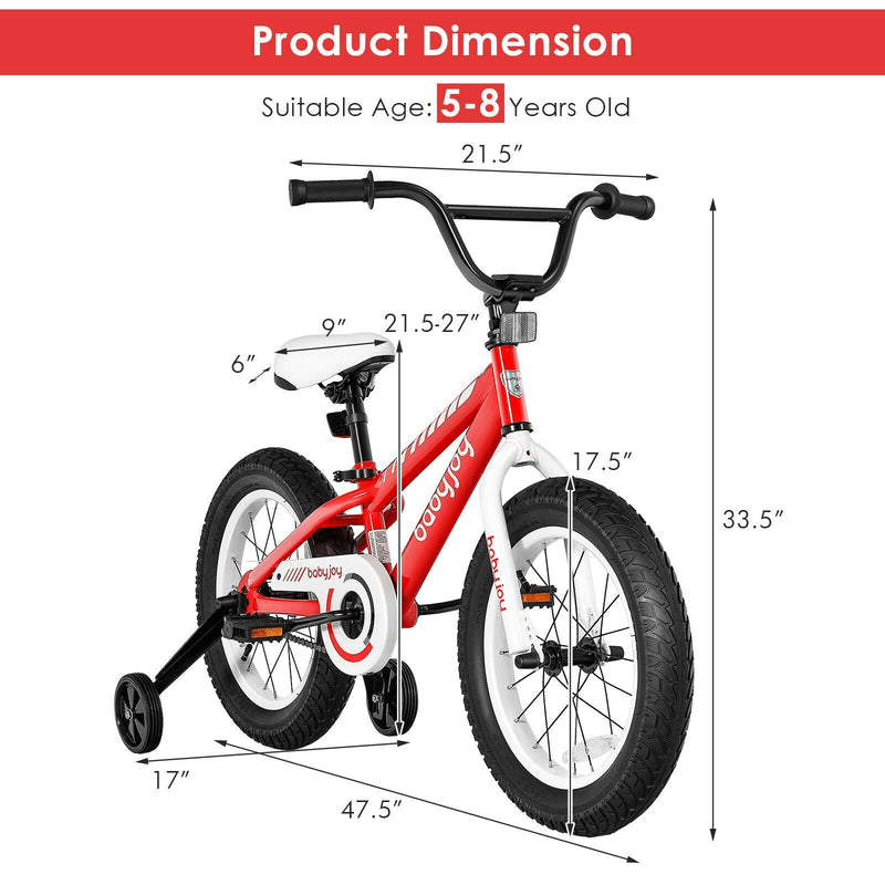 16 Inch Kids Bike Bicycle with Training Wheels for 5-8 Years Old Kids- – Perfect Stock