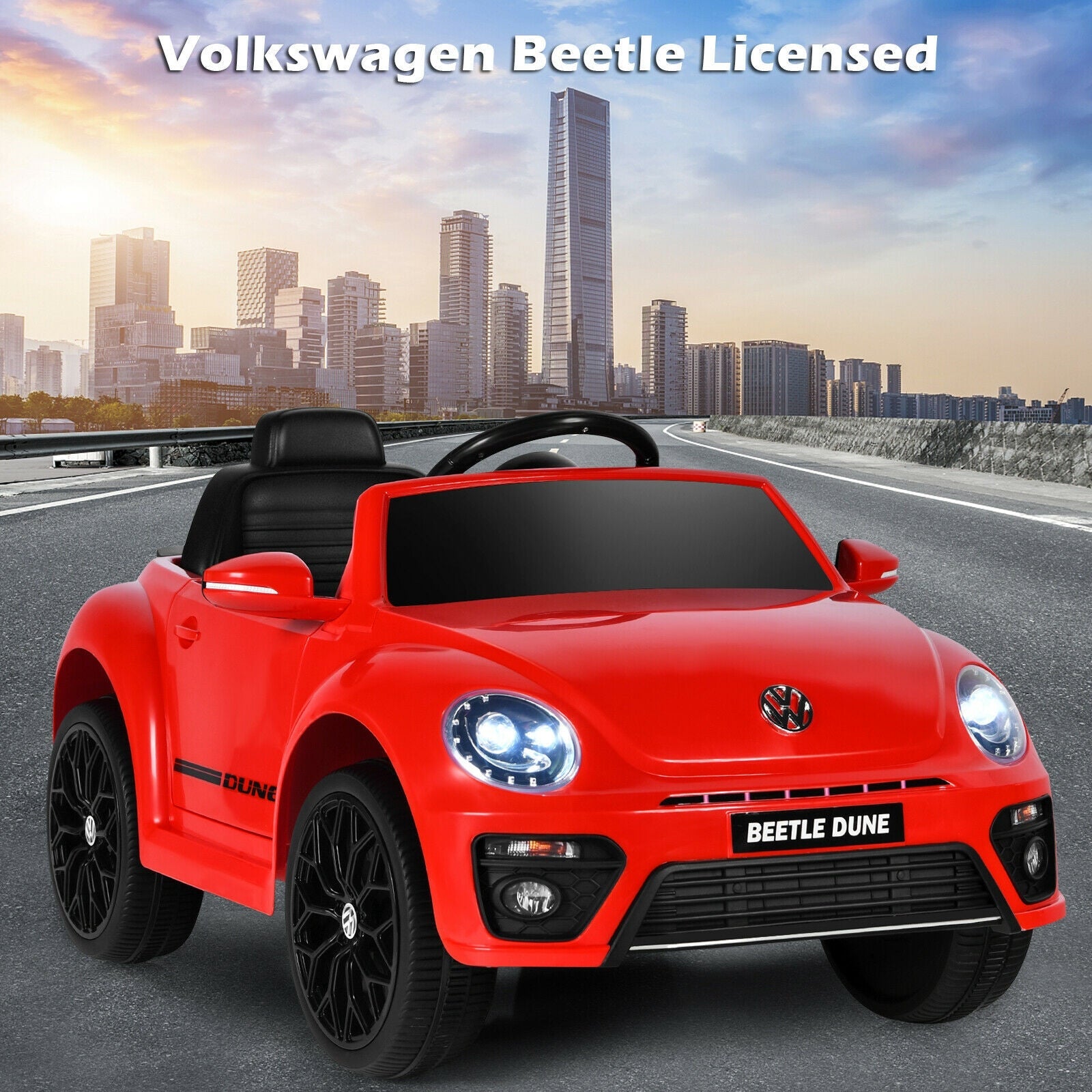 Volkswagen Beetle Kids Electric Ride On Car with Remote Control-Red ...