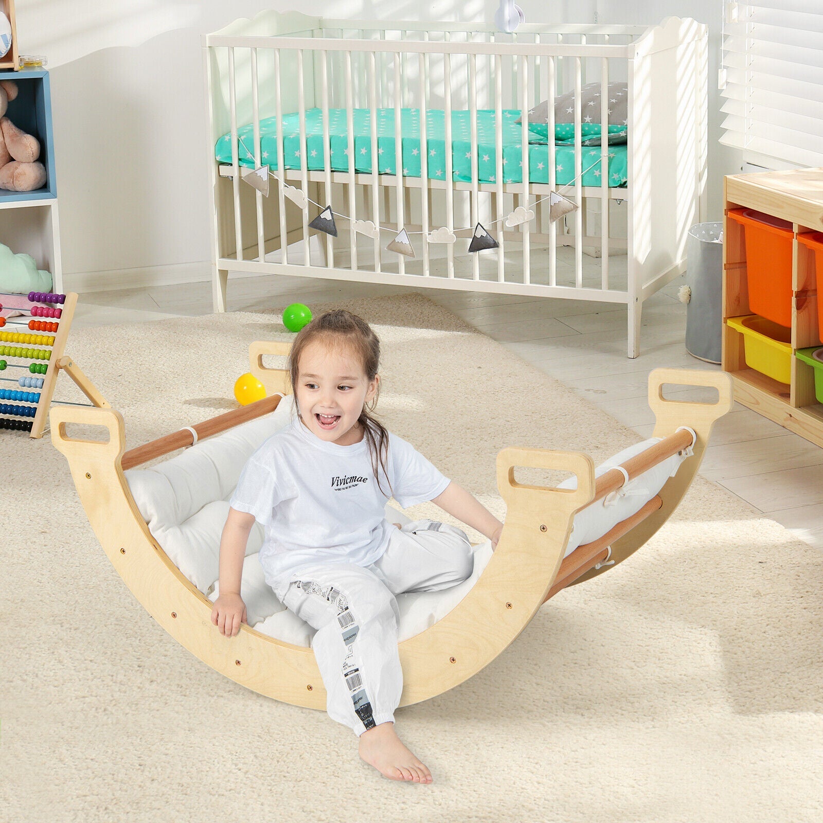 2-in-1 Arch Rocker with Soft Cushion for Toddlers-Natural – Perfect Stock