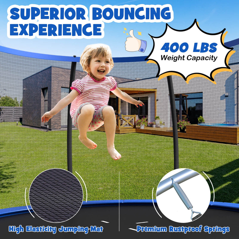 12FT ASTM Approved Recreational Trampoline with Ladder-Blue – Perfect Stock
