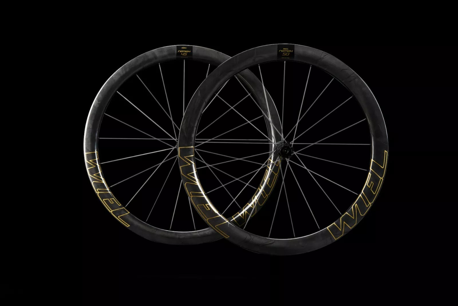 WIEL Carbon Tubeless Clincher Disc Brake 1290g Wheelset-Gold/Black Log ...