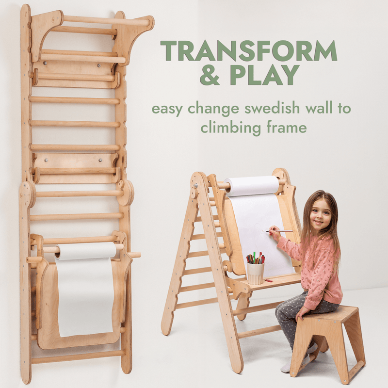 Wooden Swedish Wall / Climbing ladder for Children + Swing Set + Slide ...